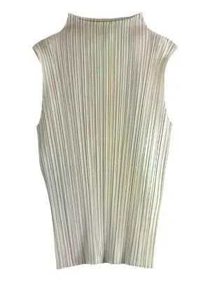 Issey Miyake Pleated Mock-neck Top - Neutrals