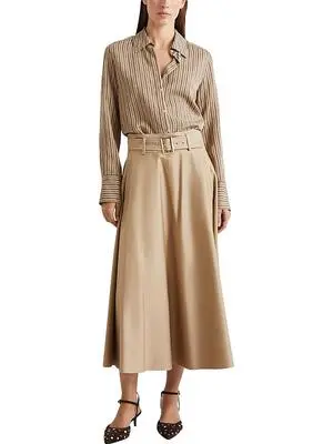 Marella Water Repellent Cotton-blend Midi Skirt - Natural