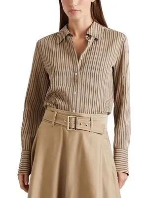 Marella Striped Shirt - Hazelnut Brown