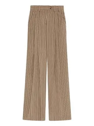 Marella Striped Palazzo Pants - Hazelnut Brown