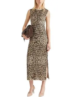 Marella Sleeveless Jacquard Dress - Beige