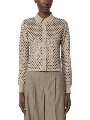 Max Mara Mxmragno Sequin Cardigan - Brown