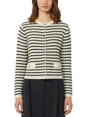 Max Mara Striped Knit Cardigan Sweater - Navy
