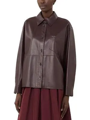 Max Mara Wkdscatola Leather Jacket - Bordeaux