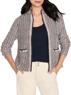NIC+ZOE Tuck Stitch Color Wheel Jacket - Red Multi