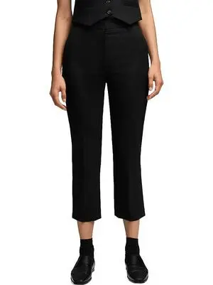 ARGENT Cropped Straight Trousers - Black