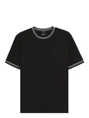 BOSS Contrast-collar Cotton T-shirt - Black