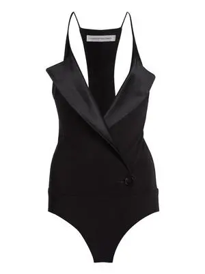 Christopher Esber Didion Satin Contrast Jersey Bodysuit - Black
