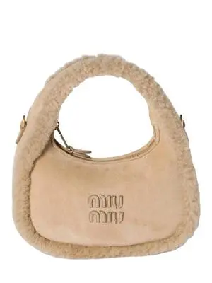 Miu Miu Wander Shearling Bag - Tan