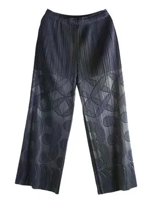 Issey Miyake Pleated Patterned Trousers - Blue