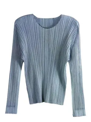 Issey Miyake Pleated Long-sleeved Top - Blue