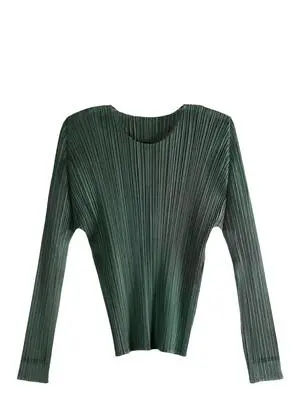Issey Miyake Pleated Long-sleeved Top - Green