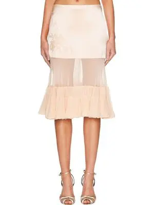 MIRROR PALAIS Matte Silk Chiffon Crinoline Skirt - Honey