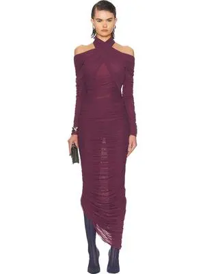 MUGLER Long Sleeve Dress - Antique Pink