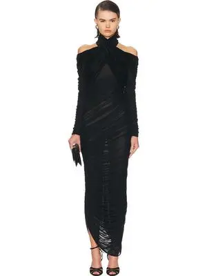MUGLER Long Sleeve Dress - Black