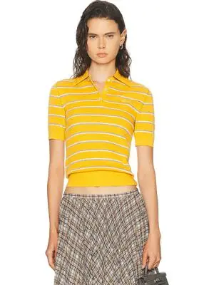 Miu Miu Striped Polo Top Giallo