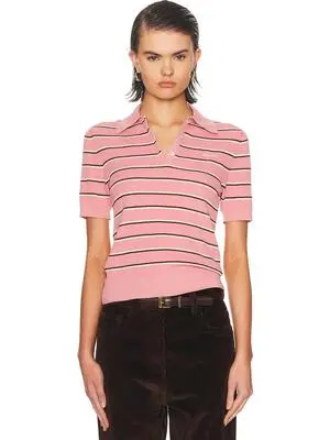 Miu Miu Striped Polo Top - Rosa