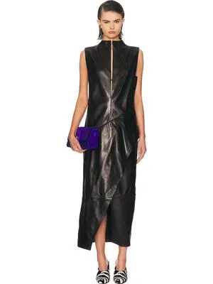 Khaite Hilda Lambskin Leather Dress - Black