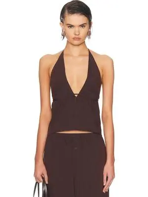 DEIJI STUDIOS Button Halter Top - Umber