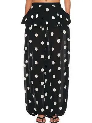 ADRIANA DEGREAS Polka Dot Peplum Pant