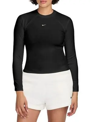 Nike Chill Raglan Sleeve Rib & Jersey Top - Black/sail