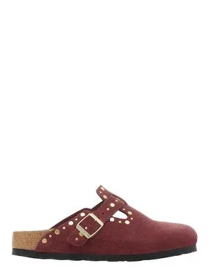 BIRKENSTOCK Boston Rivets Suede Leather Clogs - Zinfandel