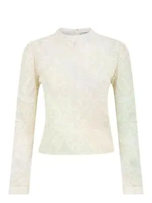 Farm Rio Embroidered Crew-neck Blouse - Neutrals
