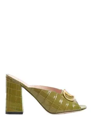 Valentino Garavani Vlogo Crocodile-effect Block Heel Sandals - Green