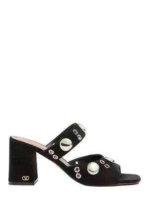 Valentino Garavani Studs Logo-plaque Sandals - Black