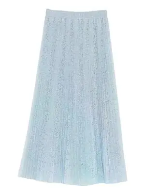 Ermanno Scervino Pleated Lace Skirt - Blue