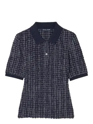 Veronica Beard Benedetta Checked Seersucker Polo Shirt - Blue