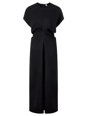 TOTEME Gathered Wool Maxi Dress - Black