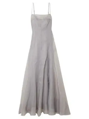Staud Gustav Paneled Organza Maxi Dress - Gray