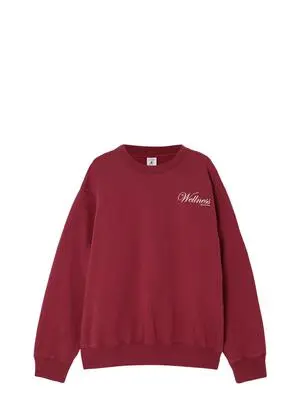 SPORTY & RICH Soho Printed Cotton-jersey Sweatshirt - Burgundy