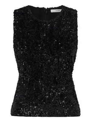 Adam Lippes Sequined Knitted Tank - Black