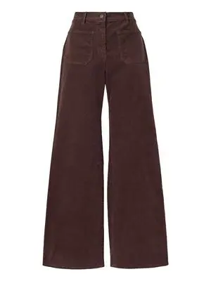 NILI LOTAN Florence Cotton-blend Corduroy Flared Pants - Brown
