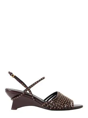Khaite Drew Studded Glossed-leather Sandals - Burgundy