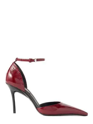 Alaïa D'orsay 90 Glossed Textured-leather Pumps - Burgundy
