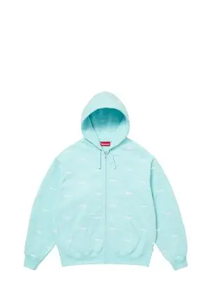Supreme Repeat Script Zip Up Hooded Sweatshirt - Blue