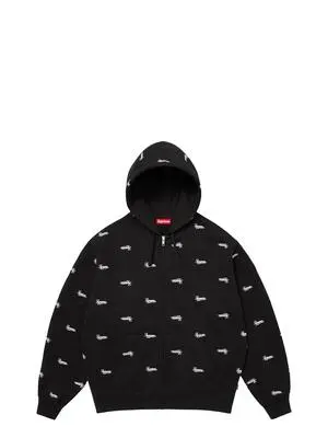Supreme Repeat Script Zip Up Hooded Sweatshirt - Black