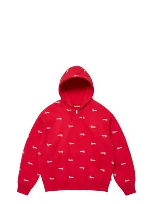 Supreme Repeat Script Zip Up Hooded Sweatshirt - Red