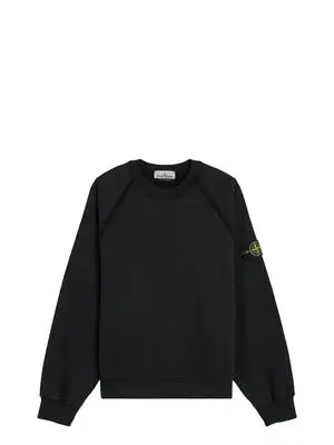 Stone Island Brushed Organic Cotton Fleece Sweatshirt - Black