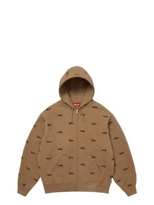 Supreme Repeat Script Zip Up Hooded Sweatshirt - Tan