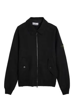 Stone Island Felted Rws Wool Cardigan - Black