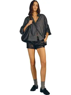 REFORMATION Plaid Oversized Shirt - Blue