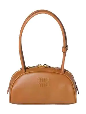 Miu Miu Embossed-logo Leather Shoulder Bag - Brown
