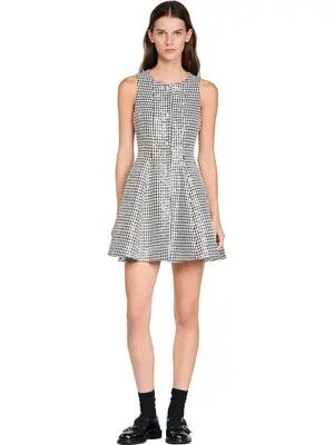 Sandro Tweed And Sequin Mini Dress - Black / White
