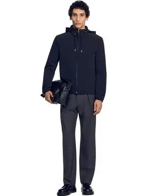 Sandro Hooded Zip-up Jacket - Black