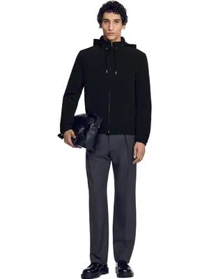 Sandro Hooded Zip-up Jacket - Black