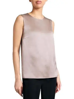 Santorelli Demi Silk Charmeuse Sleeveless Top - Dusty Mauve